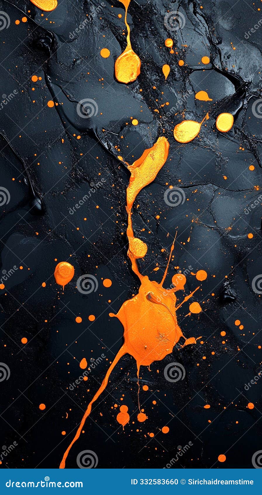 Abstract Black Pattern with Orange Paint Splatter Stock Illustration ...