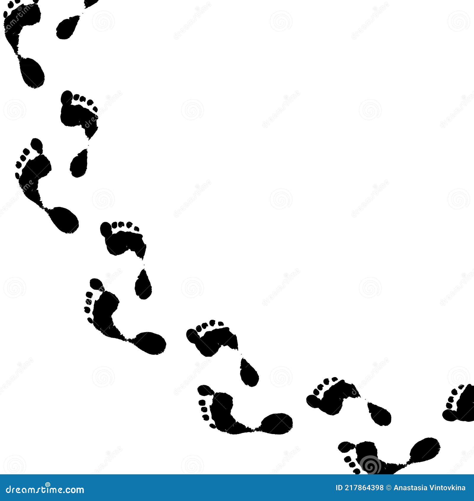 Vector Drawing of Bare Footprints of a Person in Black on a White ...