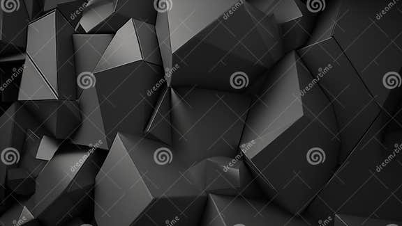 Abstract Black Polygonal Geometry: a 3D Render of Dark, Interlocking ...