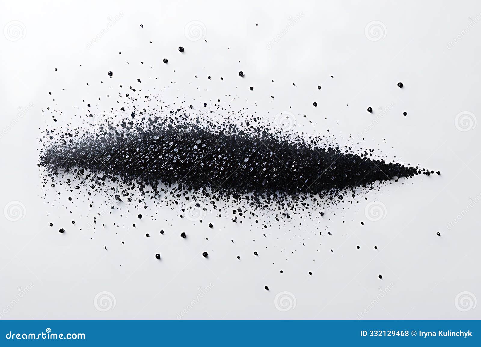 Abstract Black Powder Explosion Isolated on White Background. Dynamic ...