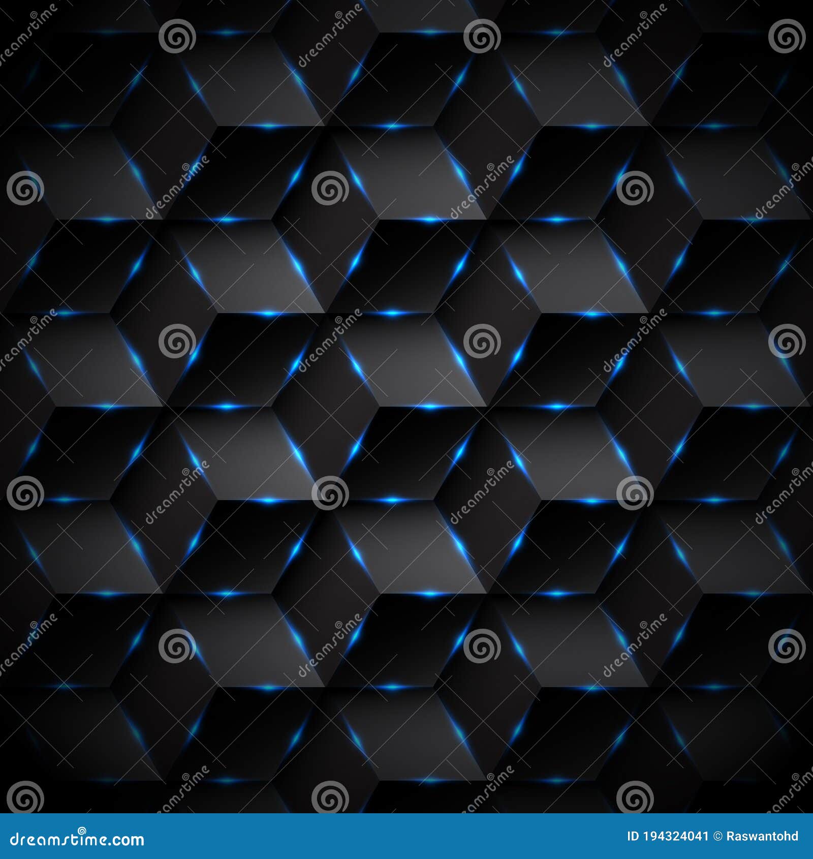 Abstract Black Rectangle Pattern Background. Blue Lighting Stock Vector ...