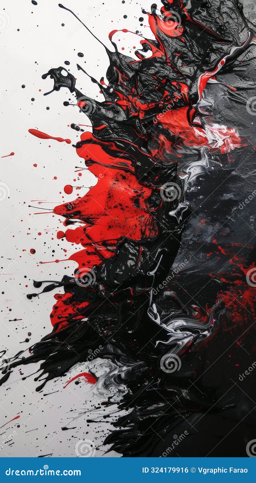 Abstract Black and Red Paint Splatter on Canvas, Expressionist Art ...