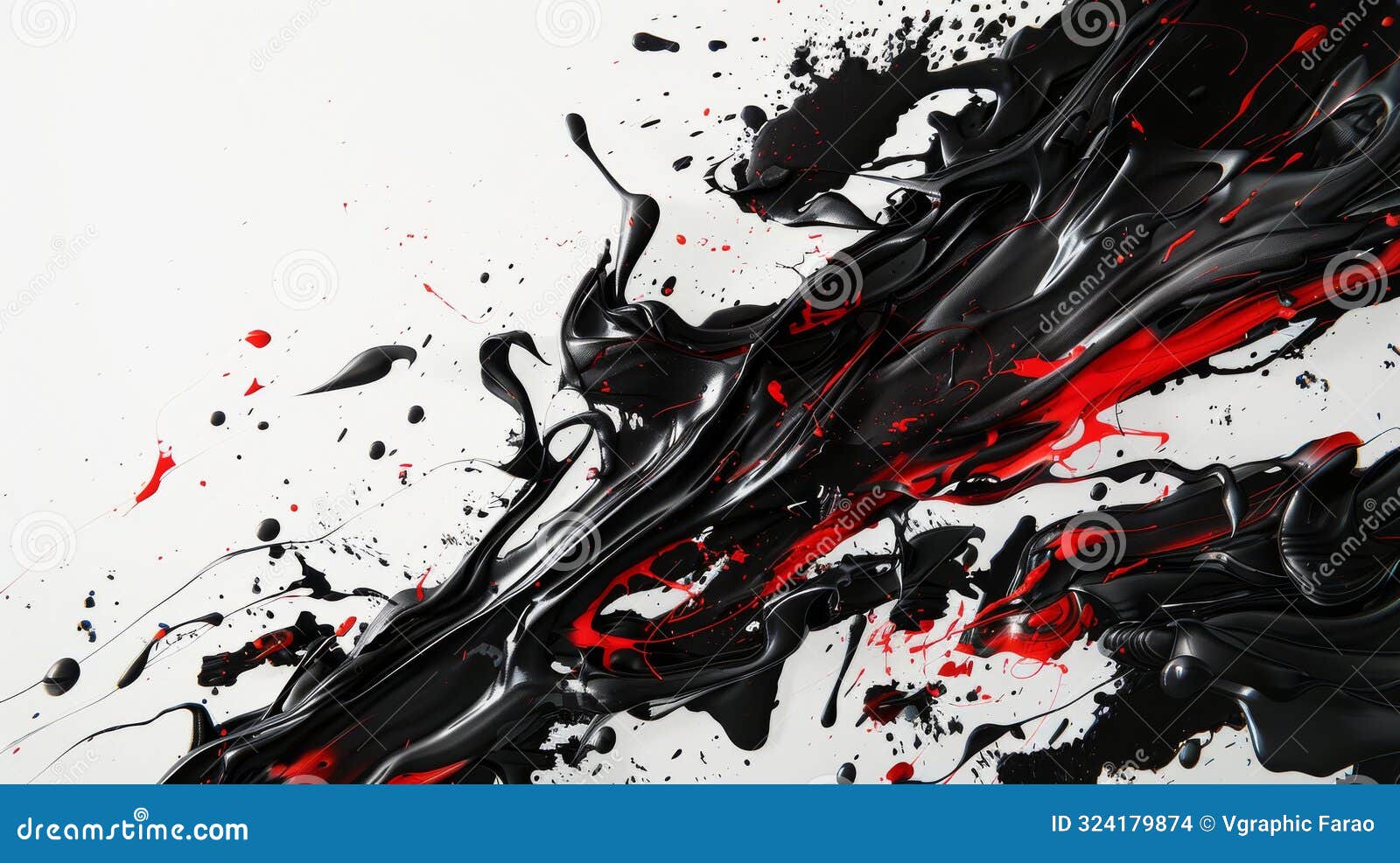 Abstract Black and Red Paint Splatter on White Background, Artistic ...