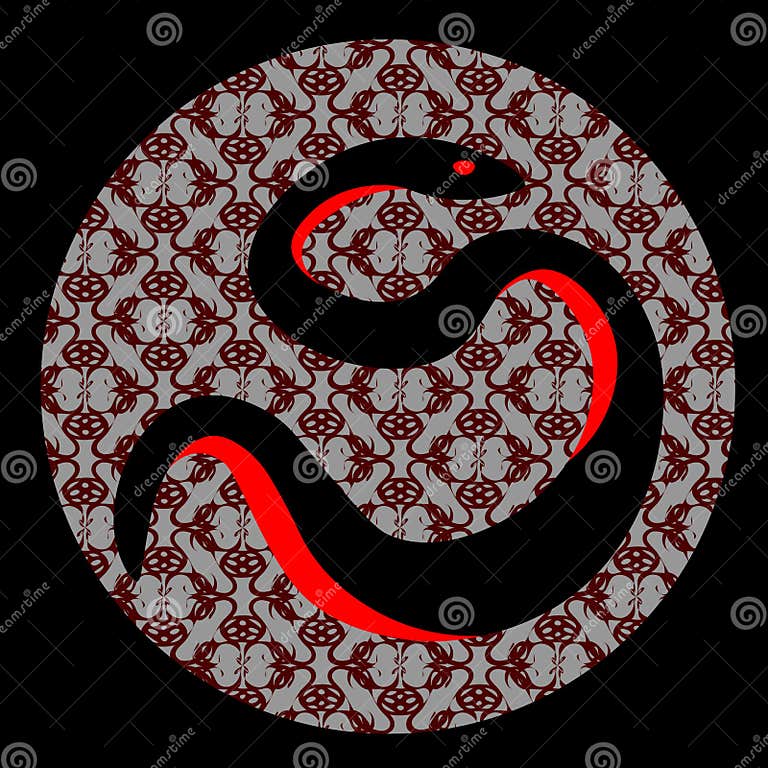 Abstract Black and Red Snake on Retro Pattern Background Stock Vector ...