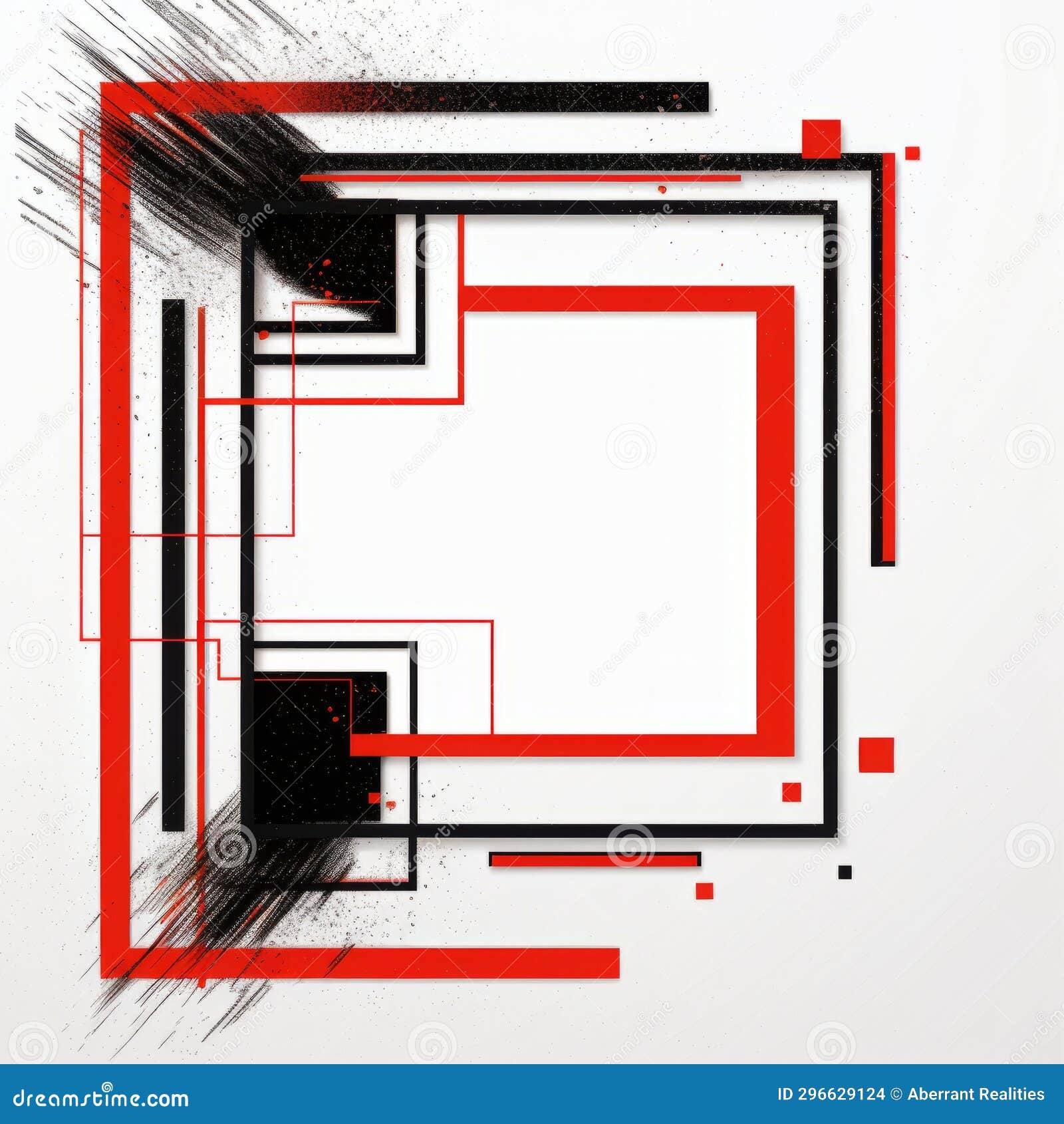 Abstract Black and Red Square Frame on a White Background Stock ...