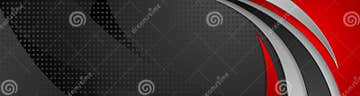 Abstract Black and Red Tech Wavy Banner Design Stock Vector ...
