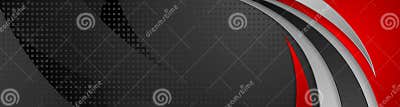 Abstract Black and Red Tech Wavy Banner Design Stock Vector ...
