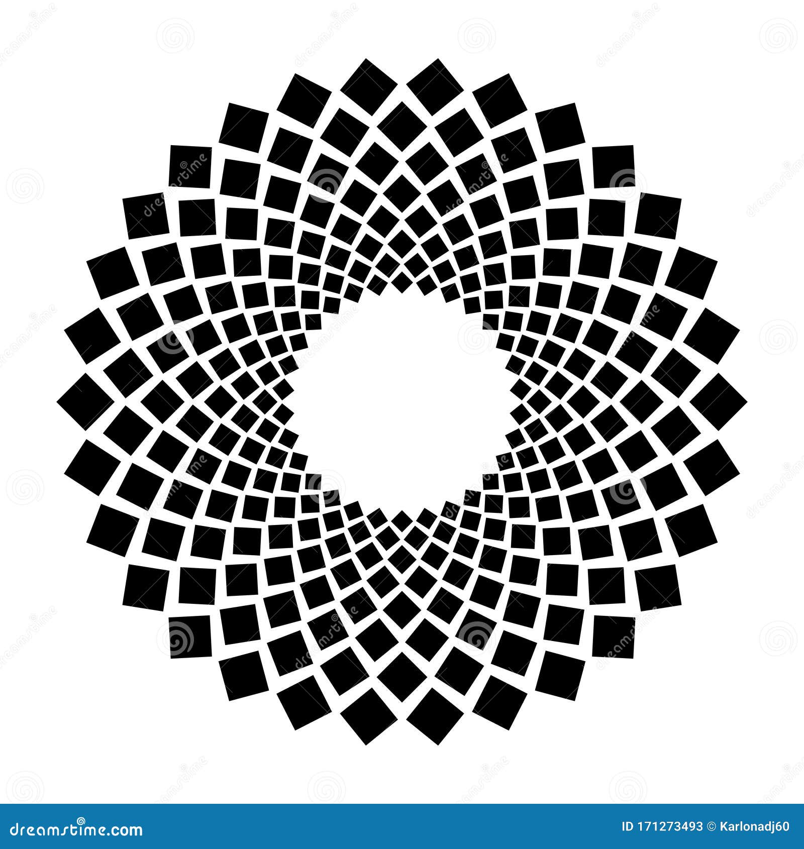 Abstract Black Rotated Rectangle in Circle Form Stock Vector ...