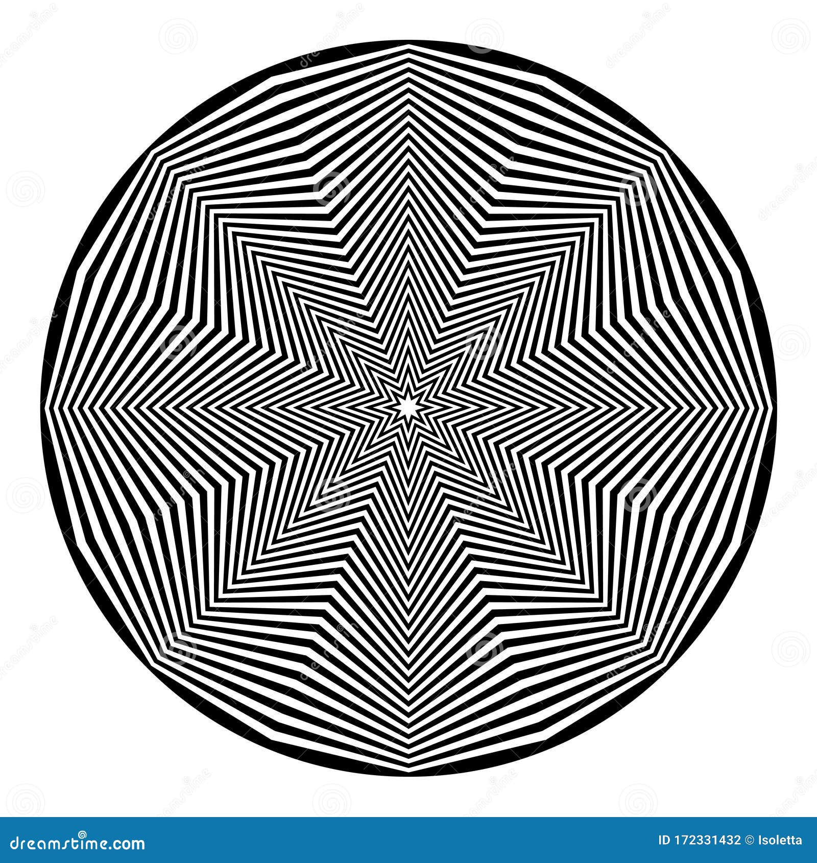 Abstract Black Round Shape on White Background. Optical Illusion of ...