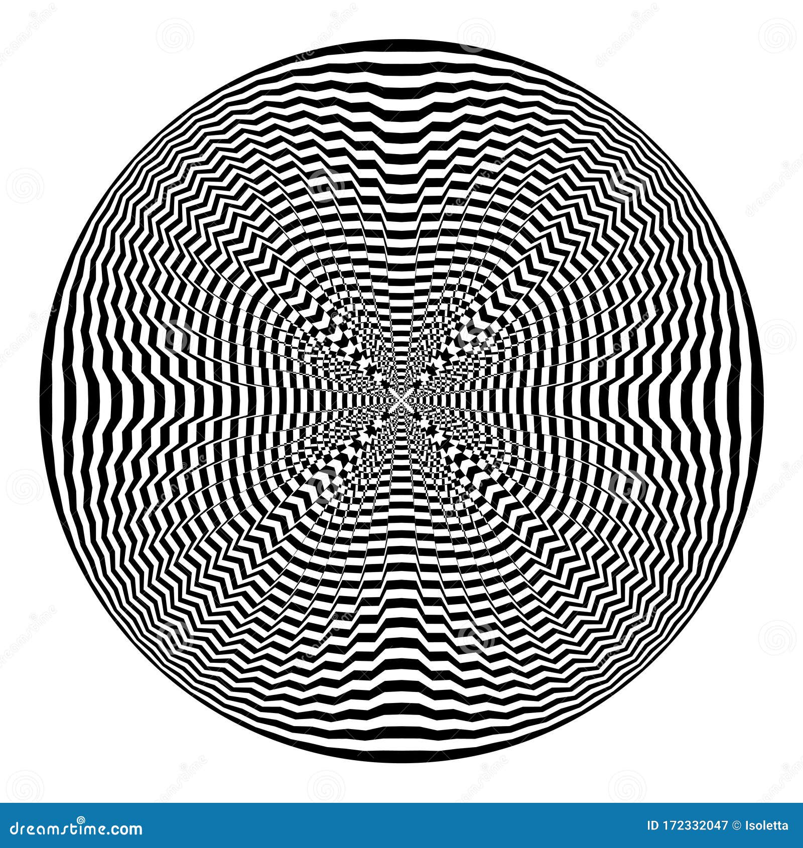 Abstract Black Round Shape on White Background. Optical Illusion of ...