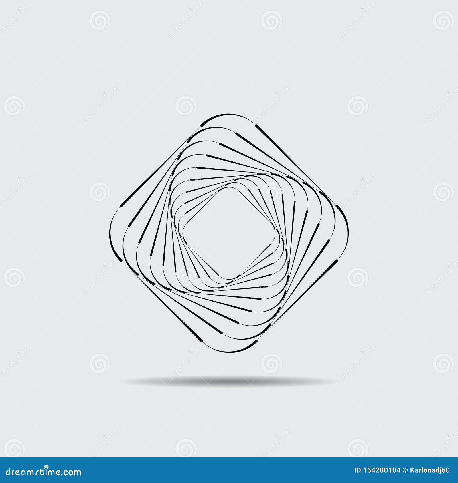 Abstract Black Rounded Square Vector Template. Monochrome Background ...