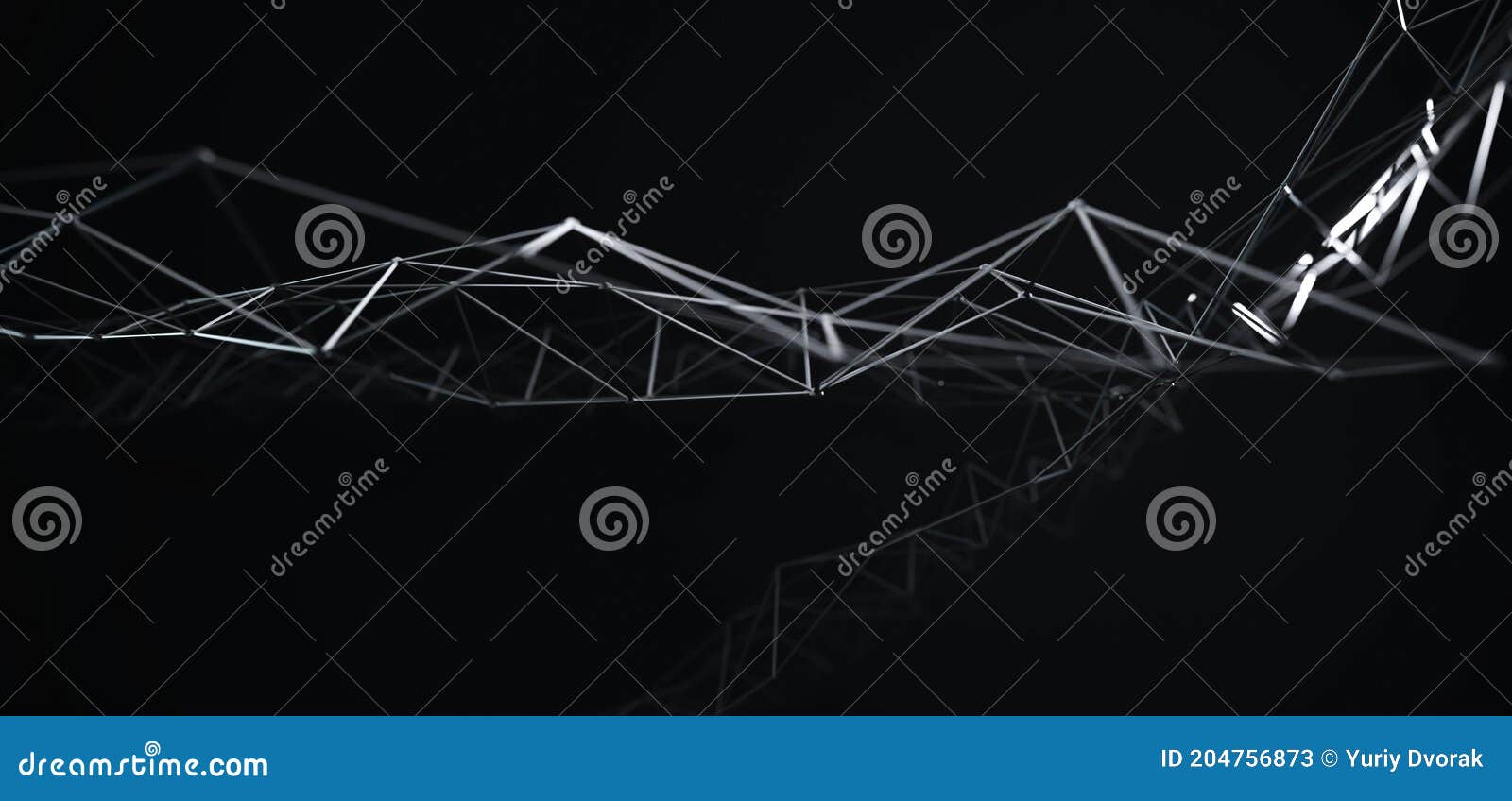 Abstract Black Science 3D Background. Network Connection Structure ...