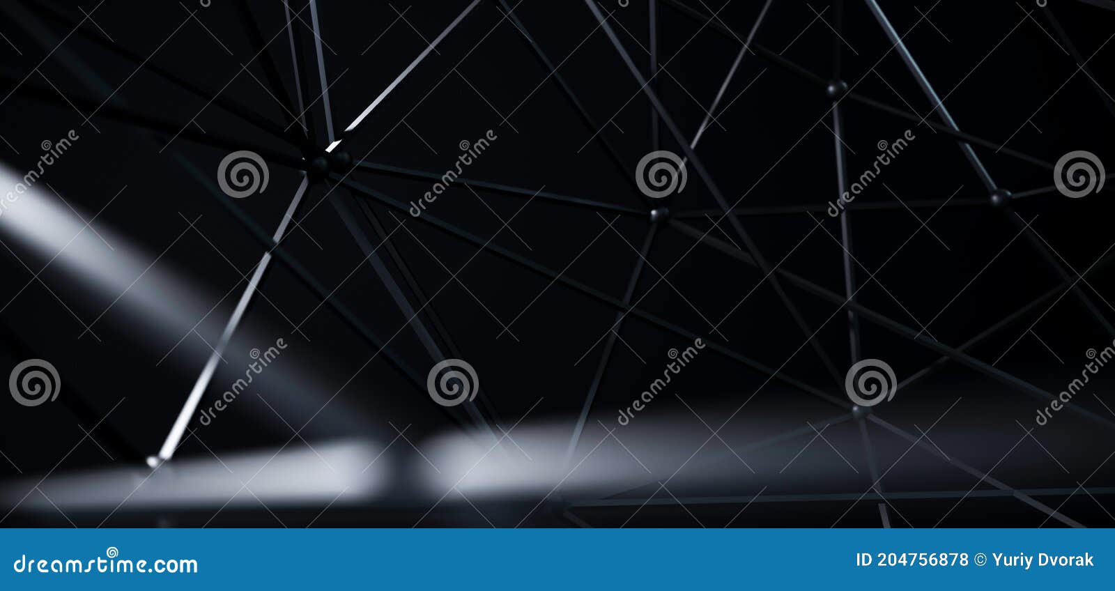 Abstract Black Science 3D Background. Network Connection Structure ...