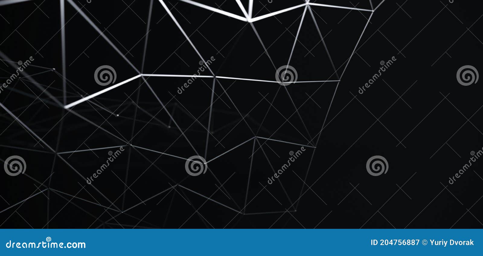 Abstract Black Science 3D Background. Network Connection Structure ...
