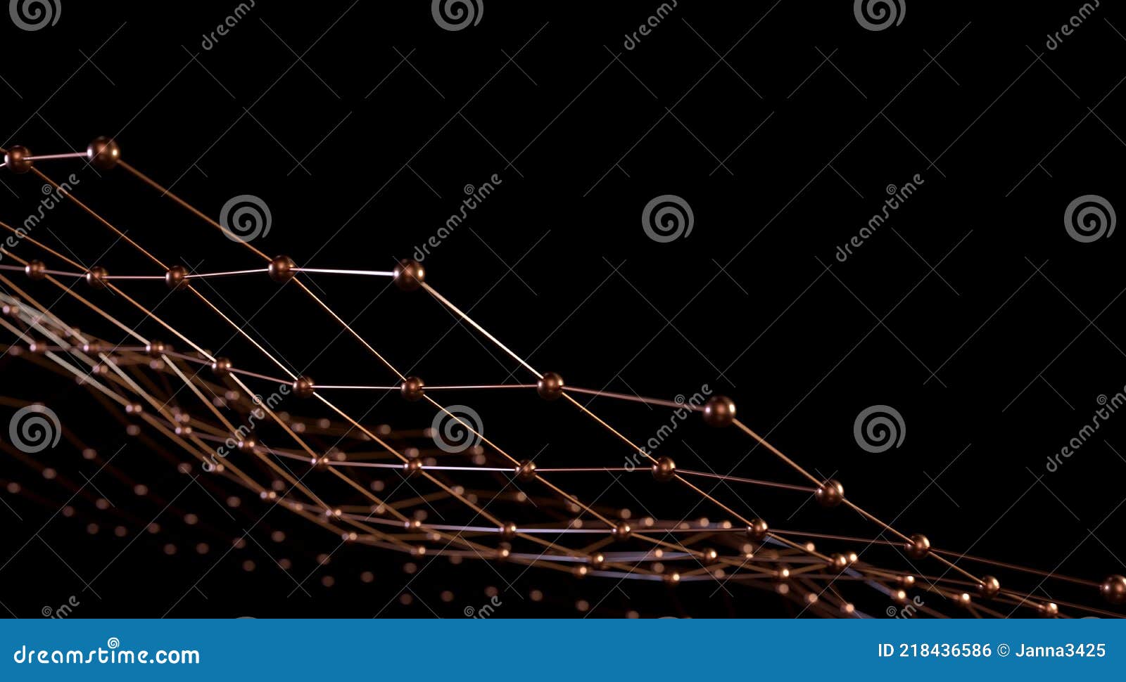 Abstract Black Science 3D Background. Network Connection Structure ...