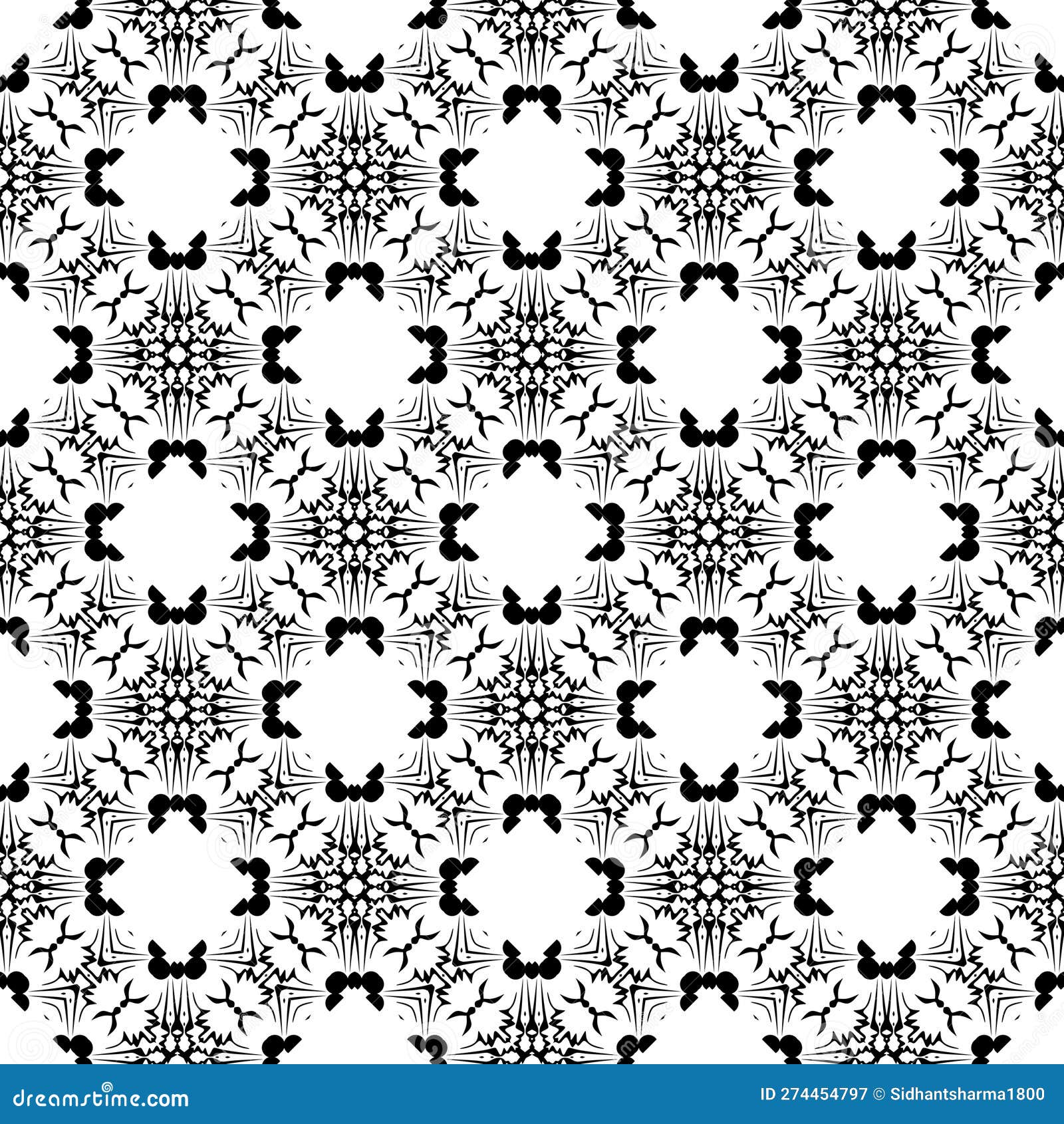 Abstract Black Seamless Curvy Element with Geometric Repeated Pattern ...