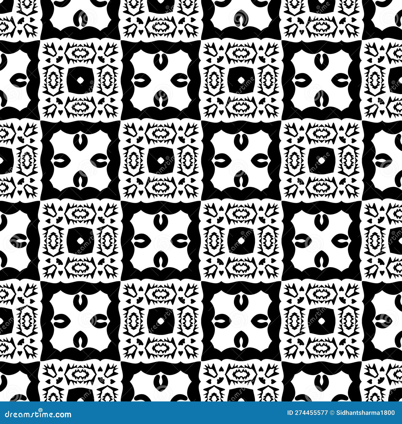 Abstract Black Seamless Curvy Element with Geometric Repeated Pattern ...