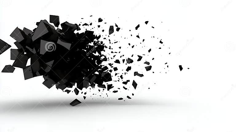 Abstract Black Shapes Explode on White Background Stock Illustration ...