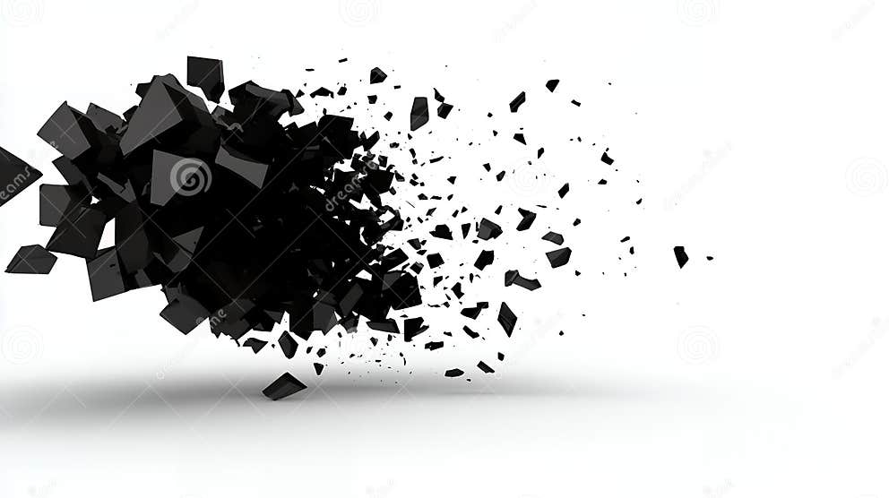 Abstract Black Shapes Explode on White Background Stock Illustration ...
