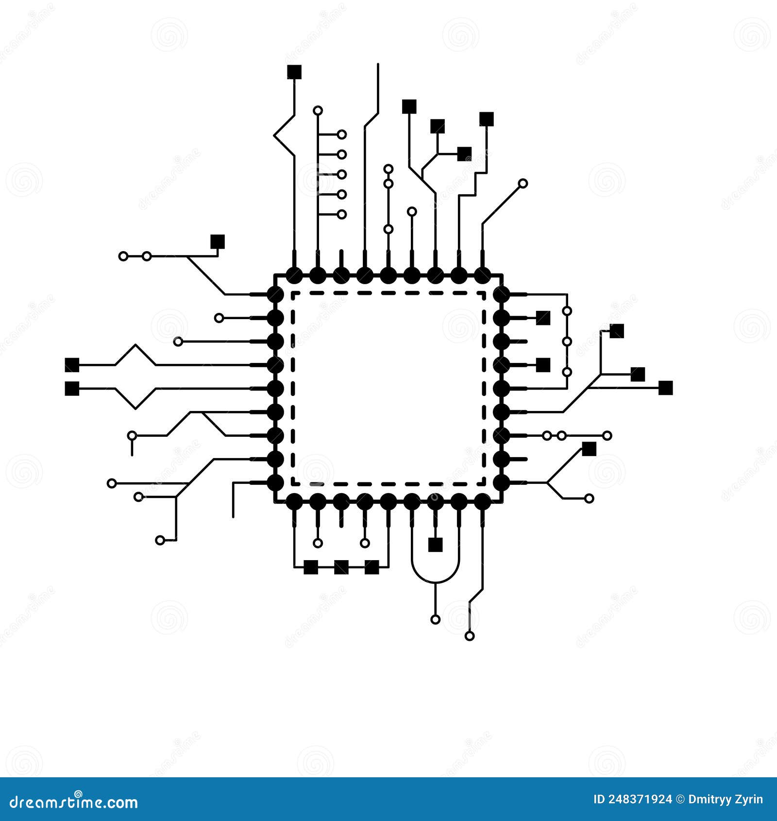 Abstract Black Simple Line Cpu, Computer, Technology Doodle Outline ...