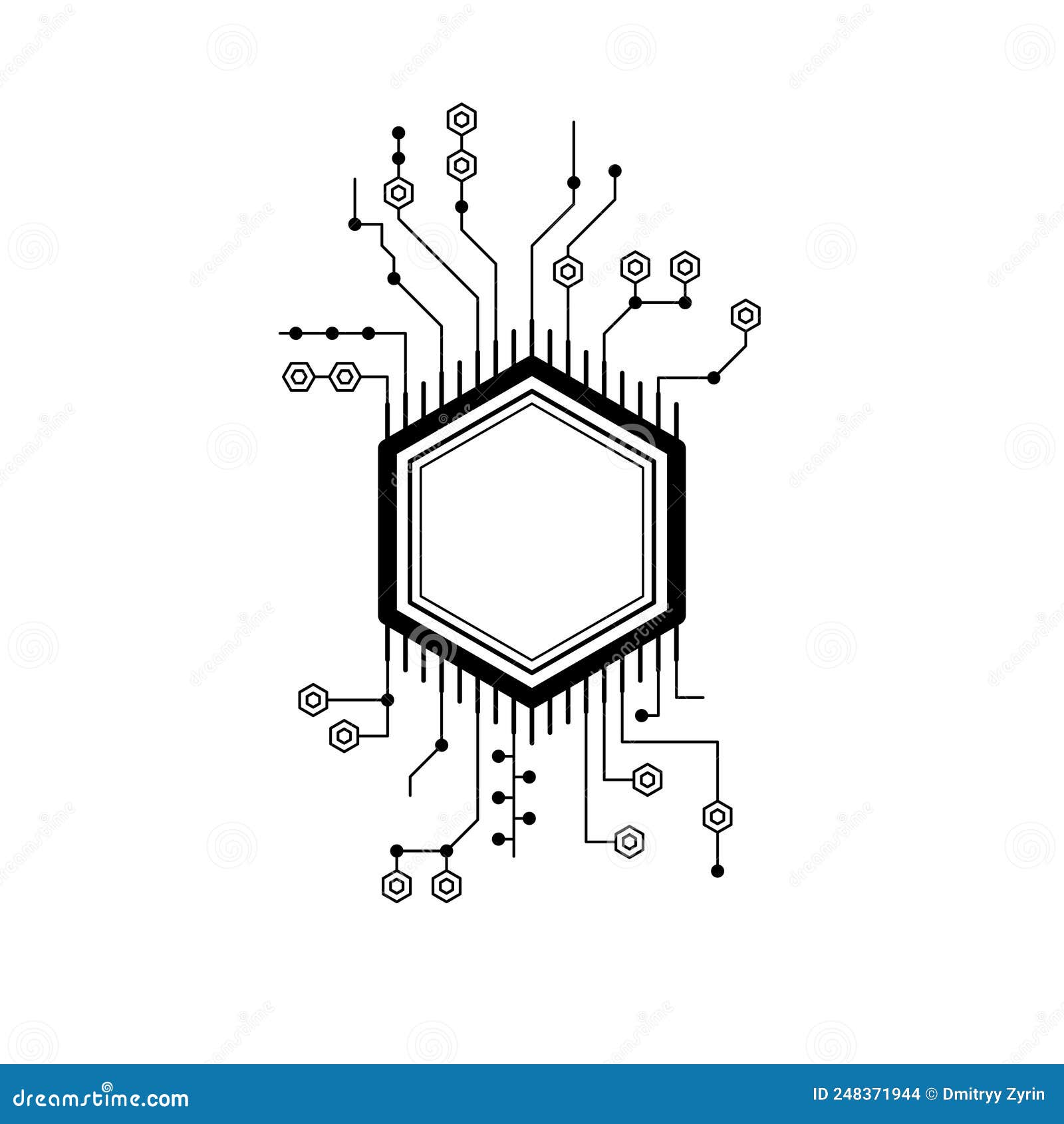 Abstract Black Simple Line Cpu, Computer, Technology Doodle Outline ...