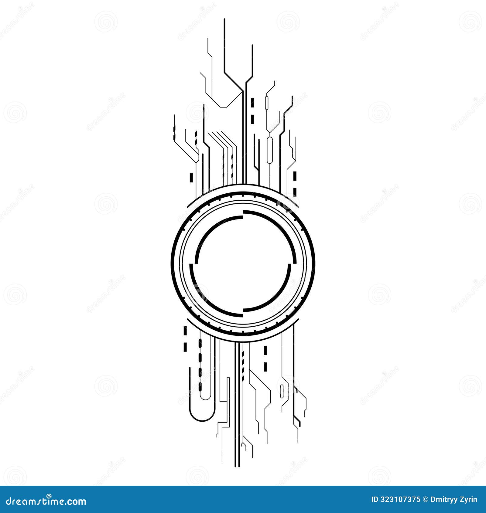 Abstract Black Simple Line Cpu Computer Technology Doodle Outline ...