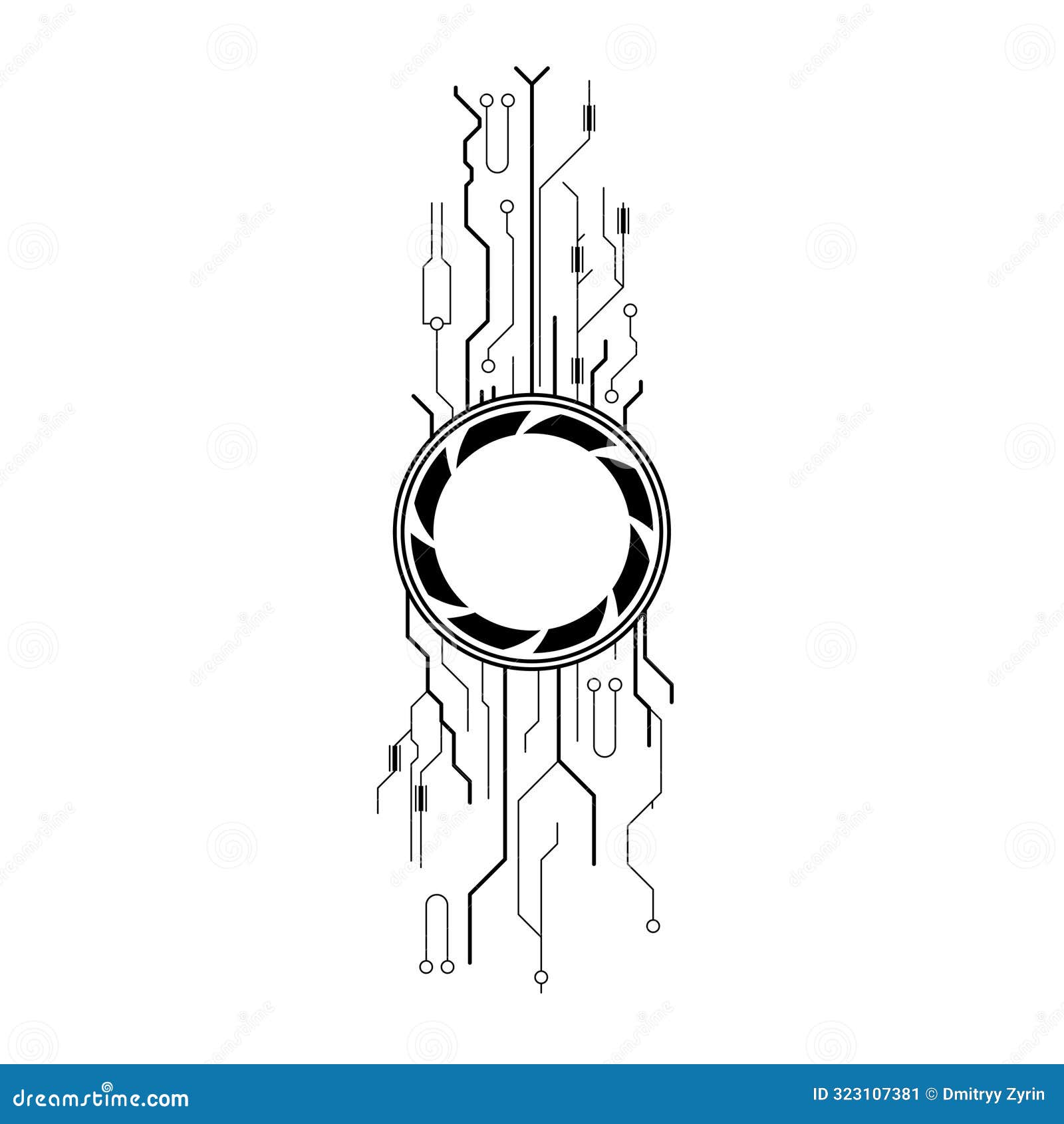 Abstract Black Simple Line Cpu Computer Technology Doodle Outline ...