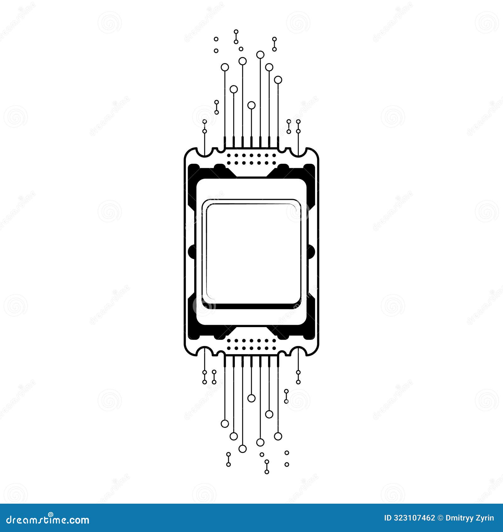 Abstract Black Simple Line Cpu Computer Technology Doodle Outline ...
