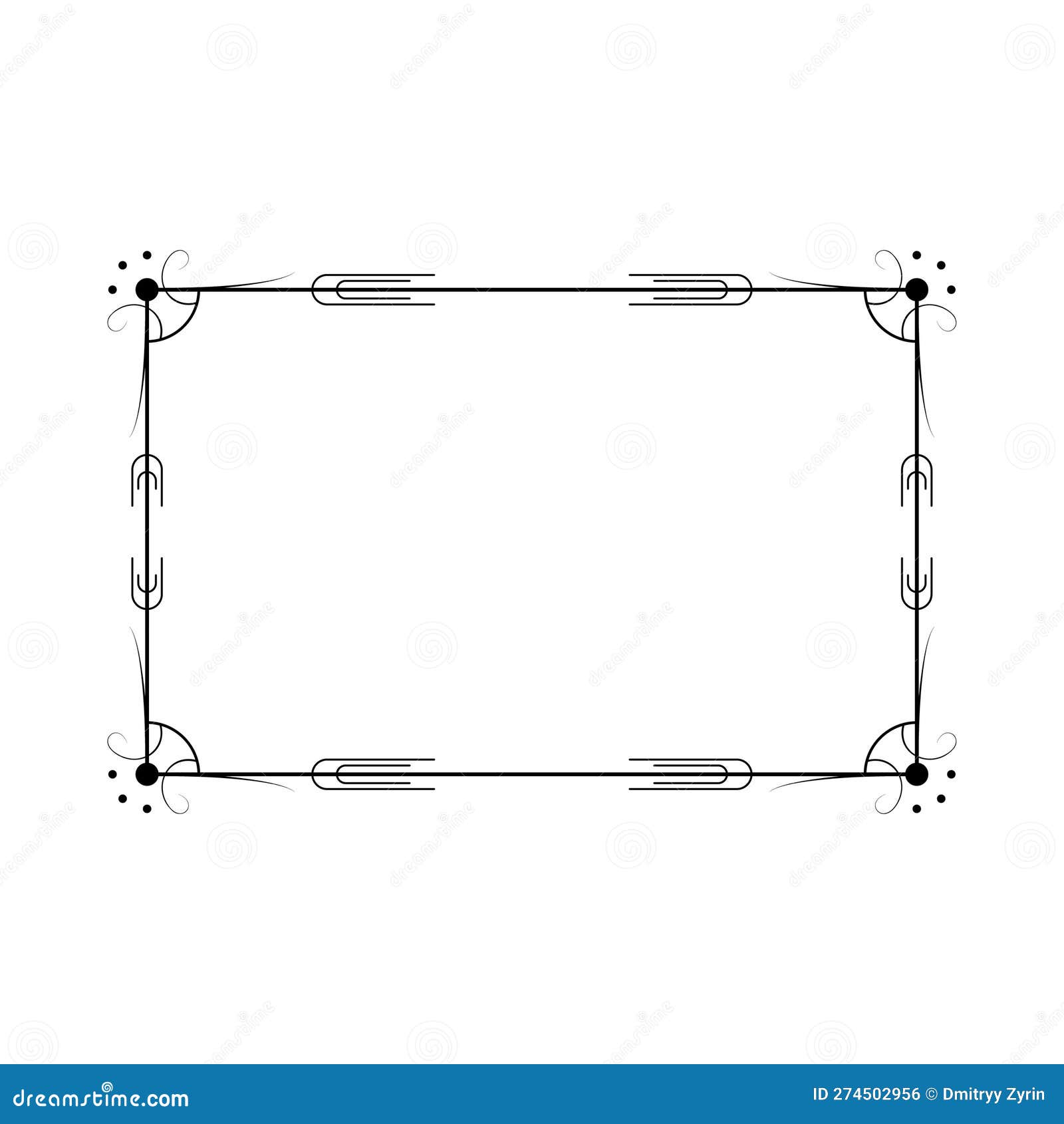 Abstract Black Simple Line Rectangular Frame Doodle Outline Element ...