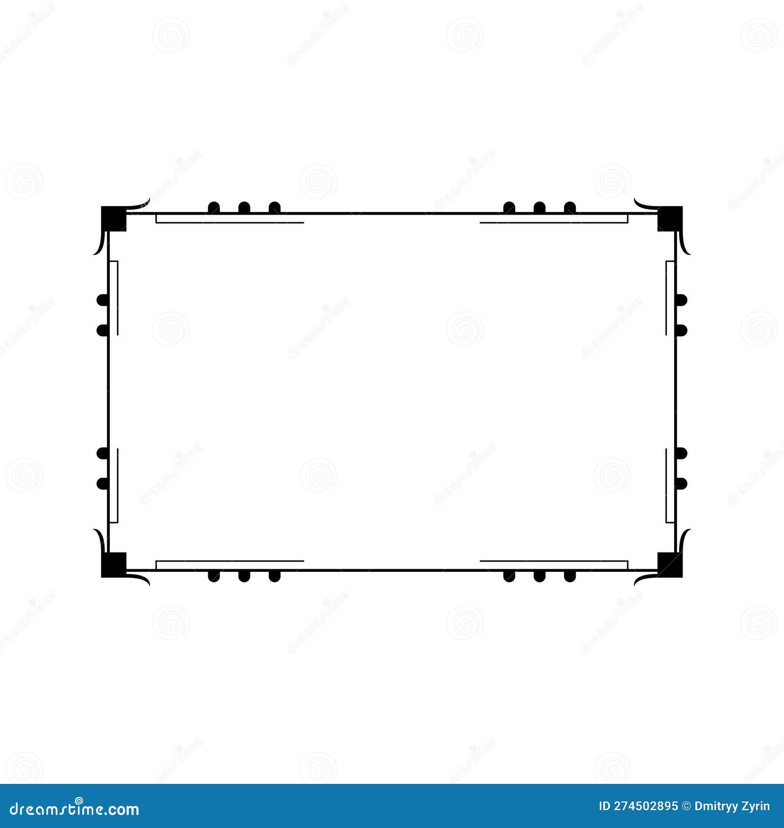 Abstract Black Simple Line Rectangular Frame Doodle Outline Element ...