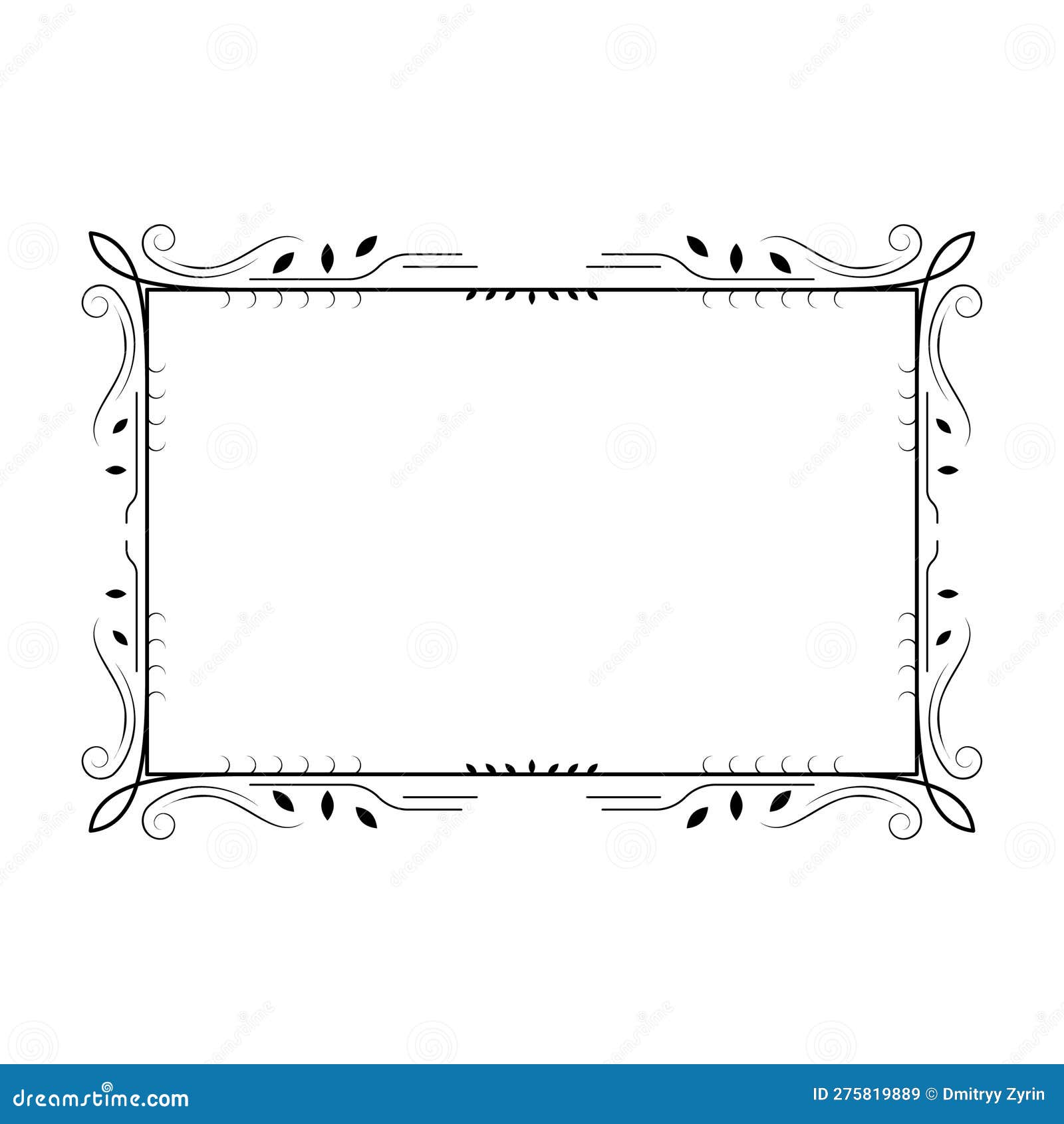 Abstract Black Simple Line Rectangular Frame Doodle Outline Element ...