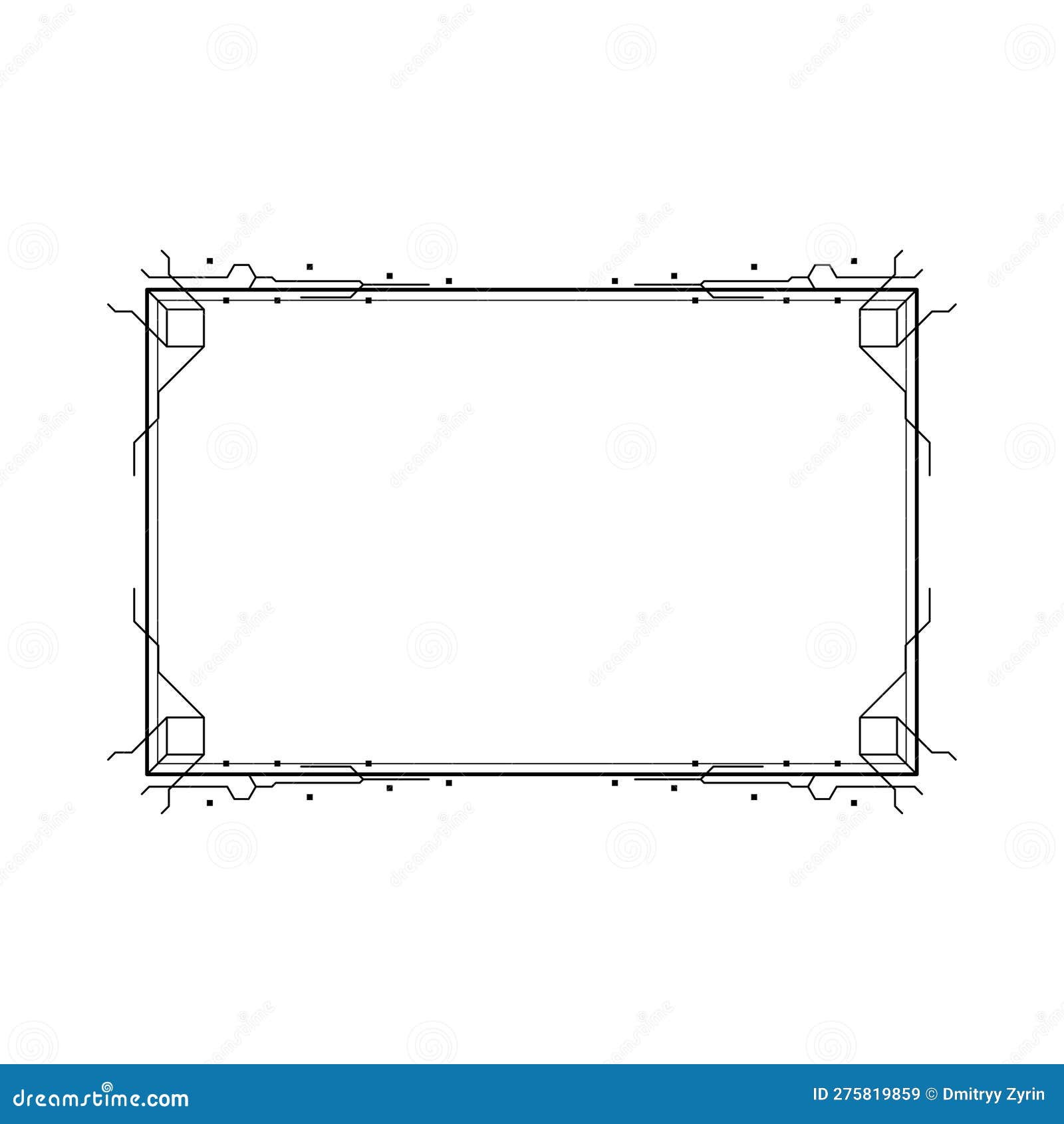 Abstract Black Simple Line Rectangular Frame Doodle Outline Element ...
