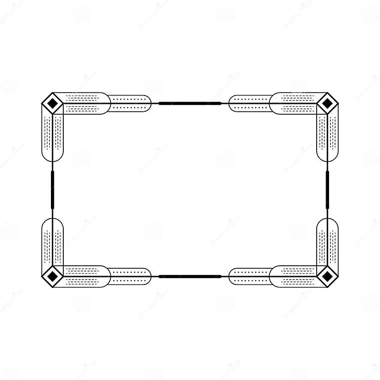 Abstract Black Simple Line Rectangular Frame Doodle Outline Element ...