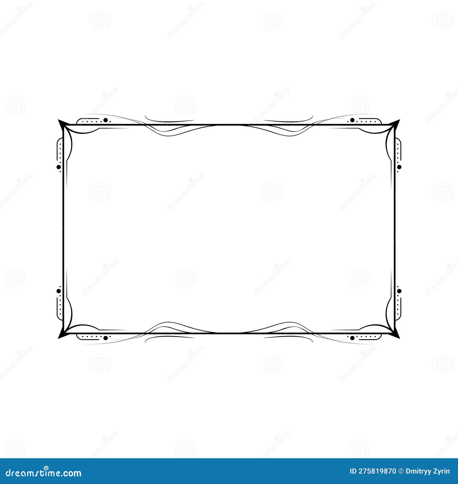 Abstract Black Simple Line Rectangular Frame Doodle Outline Element ...