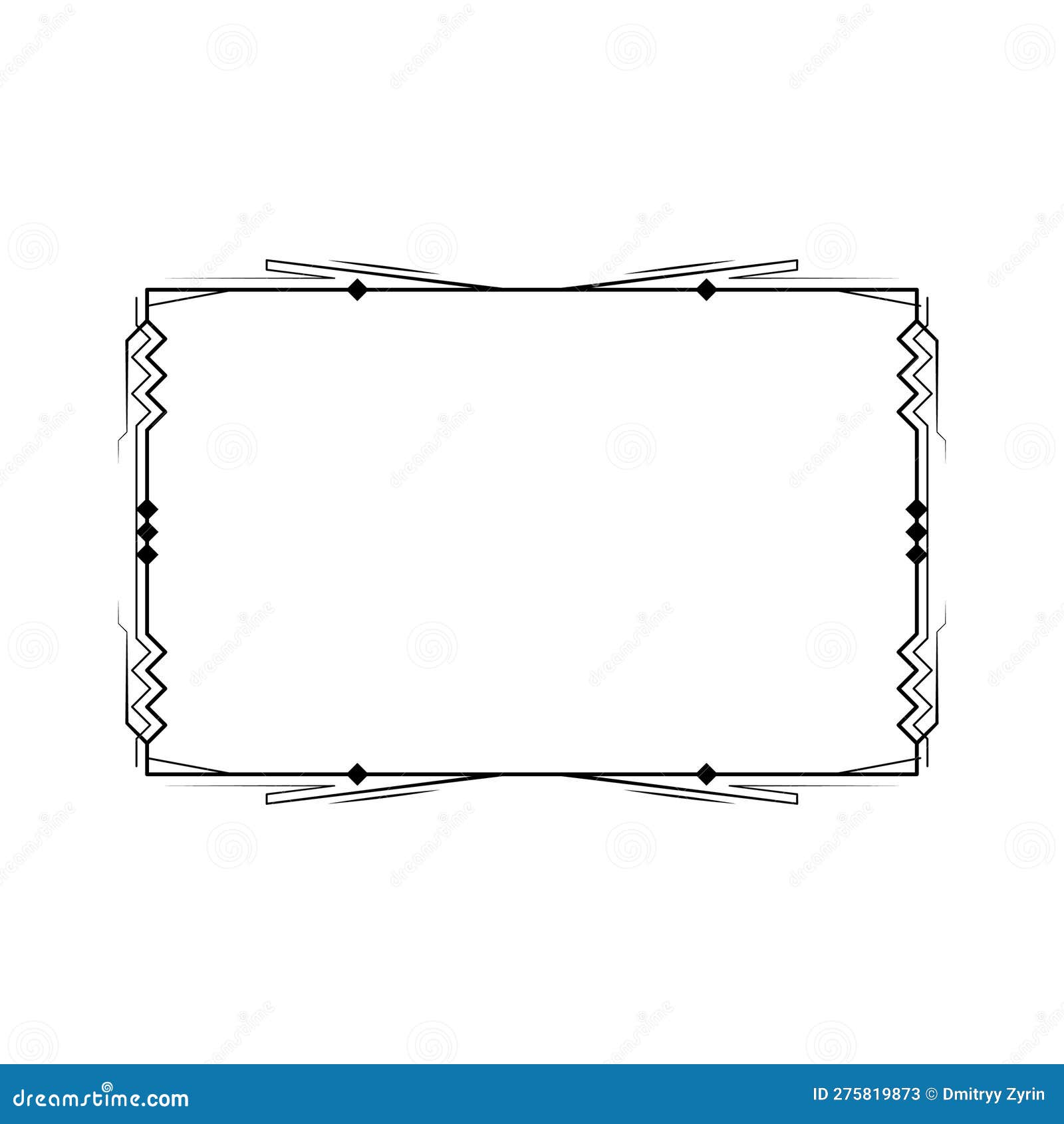 Abstract Black Simple Line Rectangular Frame Doodle Outline Element ...
