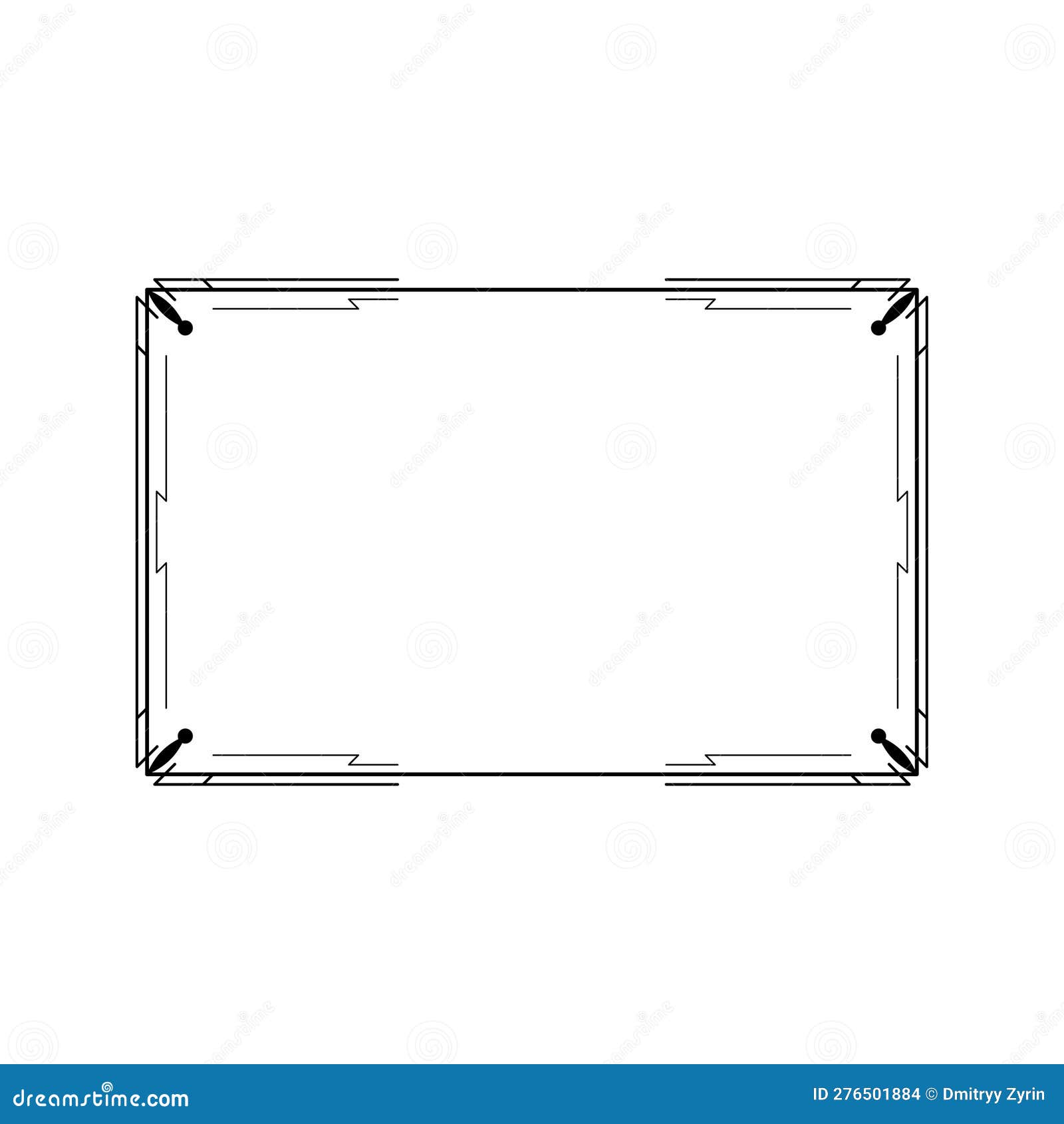 Abstract Black Simple Line Rectangular Frame Doodle Outline Element ...