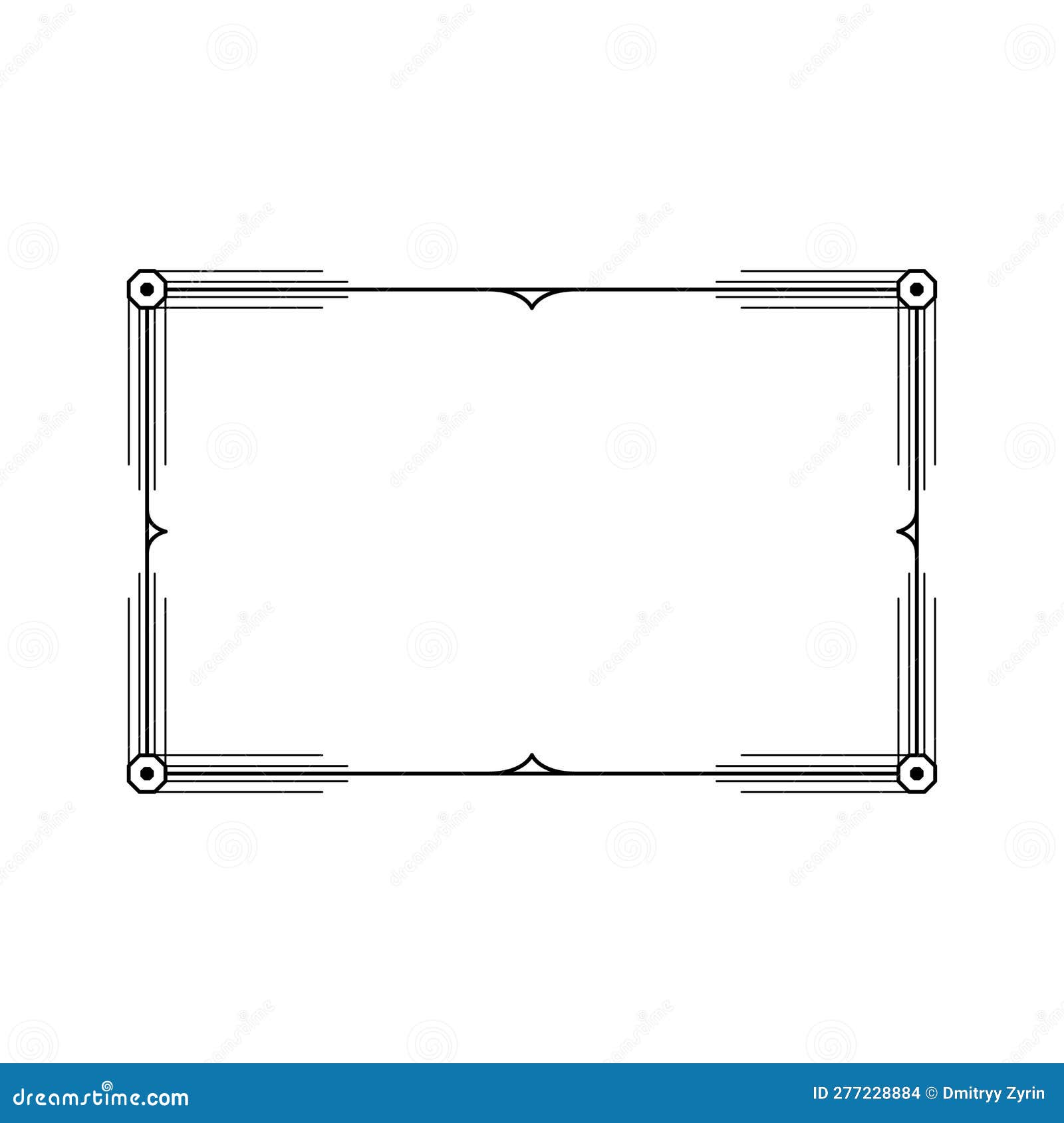 Abstract Black Simple Line Rectangular Frame Doodle Outline Element ...