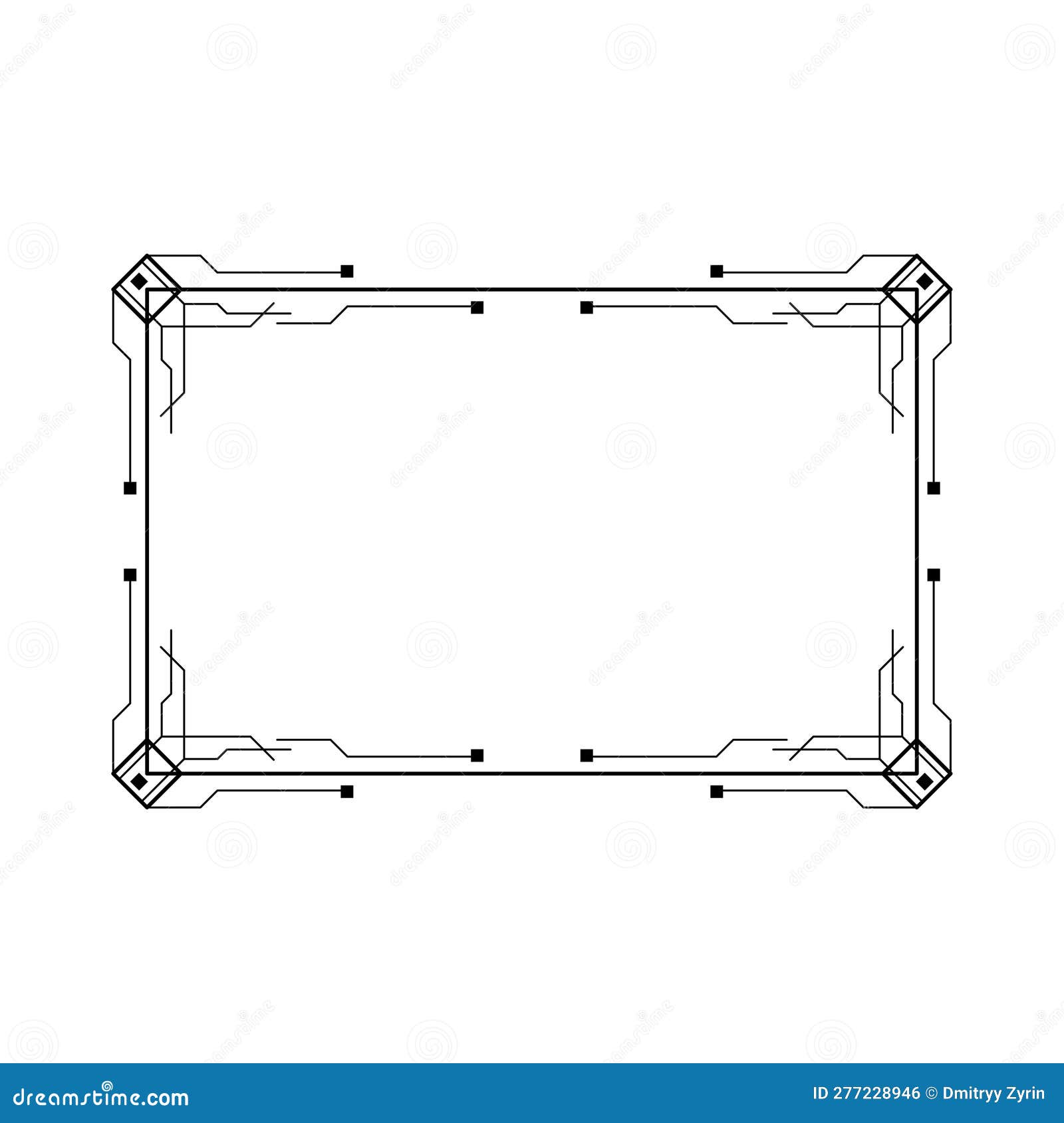 Abstract Black Simple Line Rectangular Frame Doodle Outline Element ...