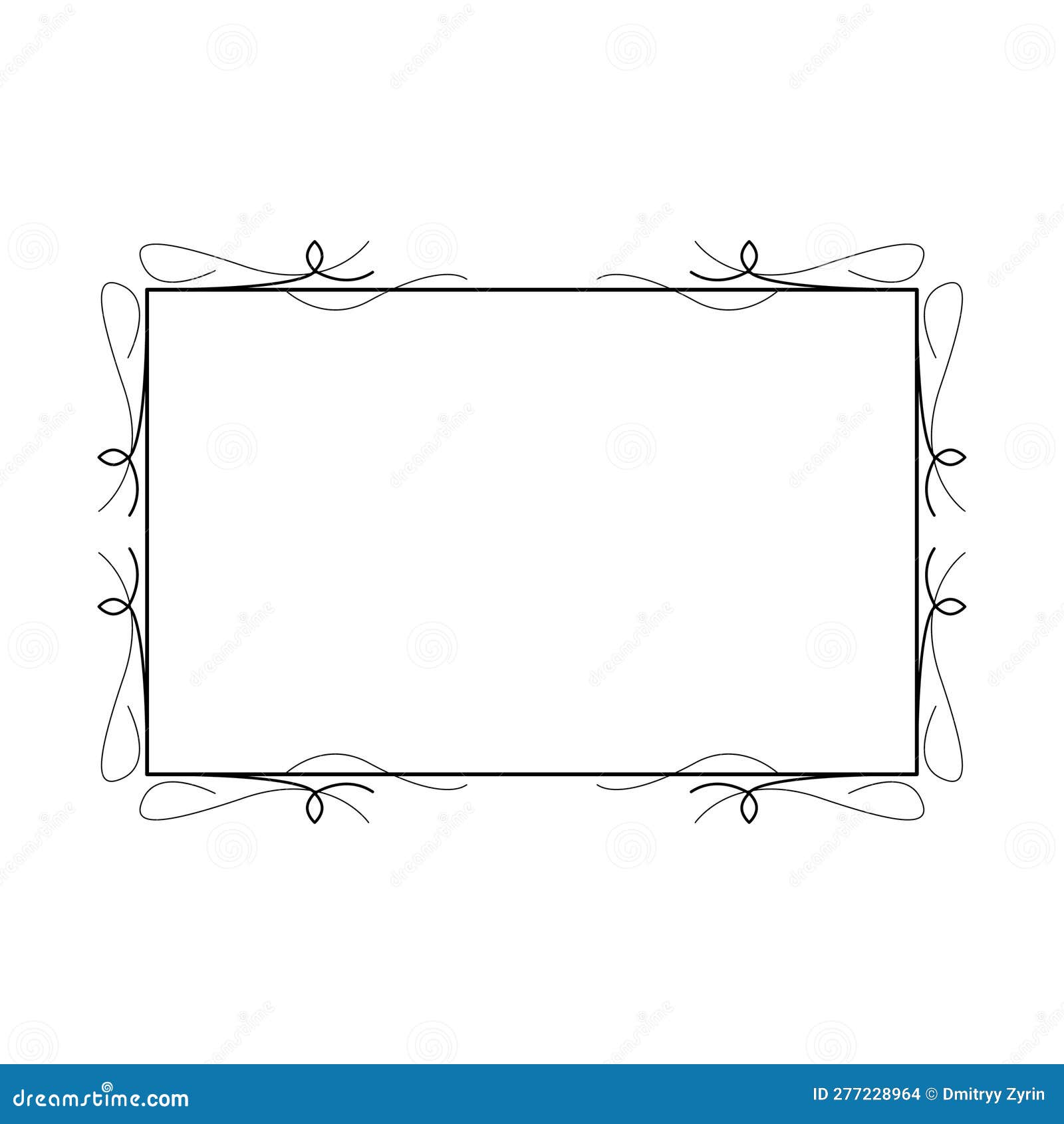 Abstract Black Simple Line Rectangular Frame Doodle Outline Element ...