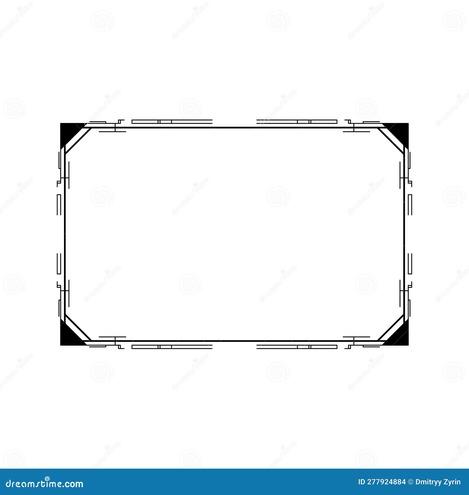 Abstract Black Simple Line Rectangular Frame Doodle Outline Element ...