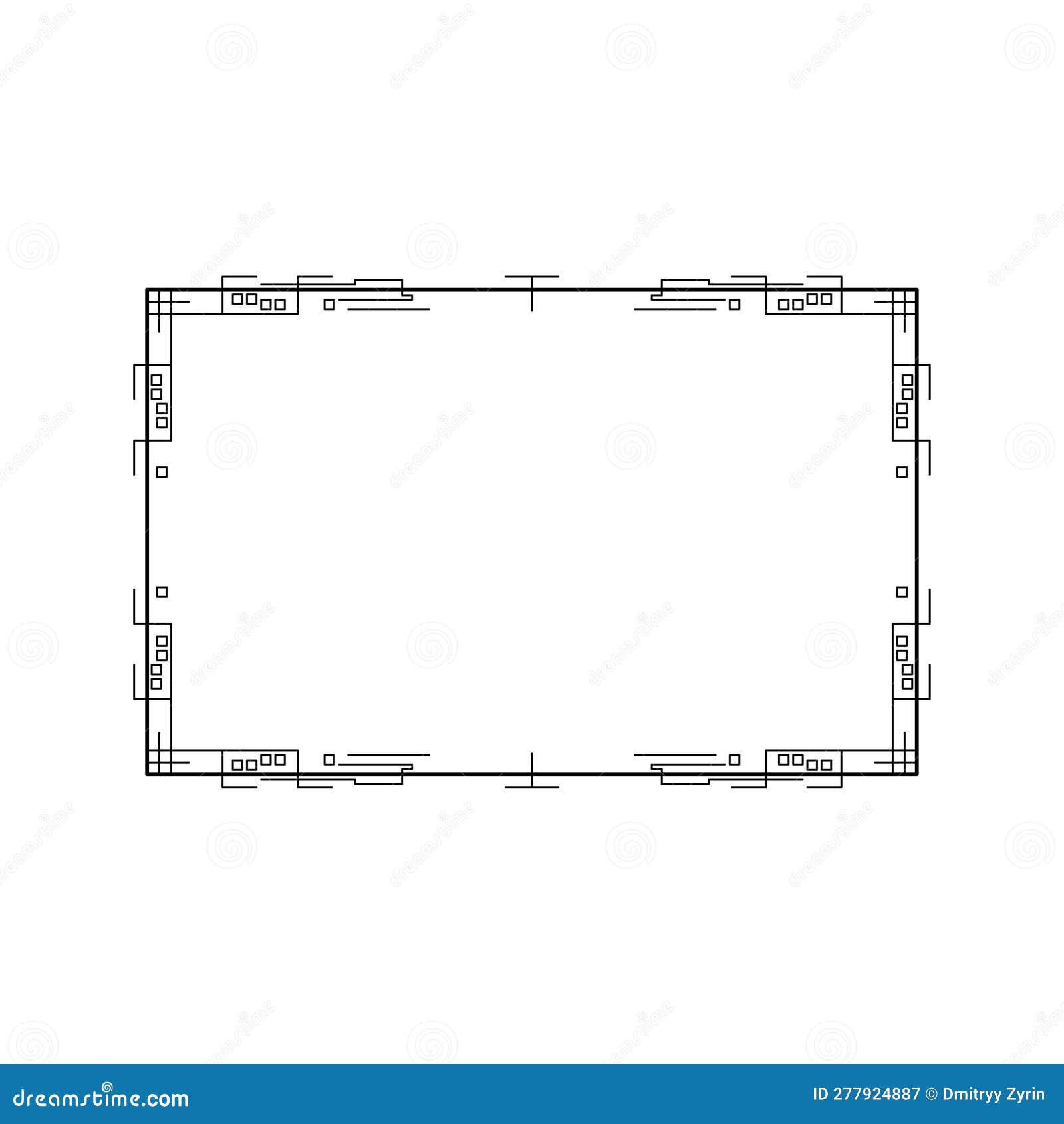 Abstract Black Simple Line Rectangular Frame Doodle Outline Element ...