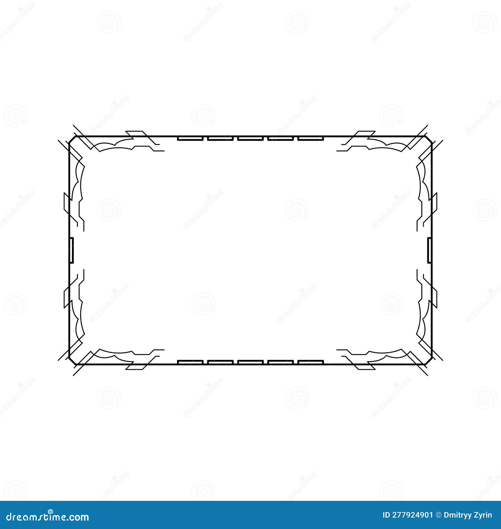 Abstract Black Simple Line Rectangular Frame Doodle Outline Element ...