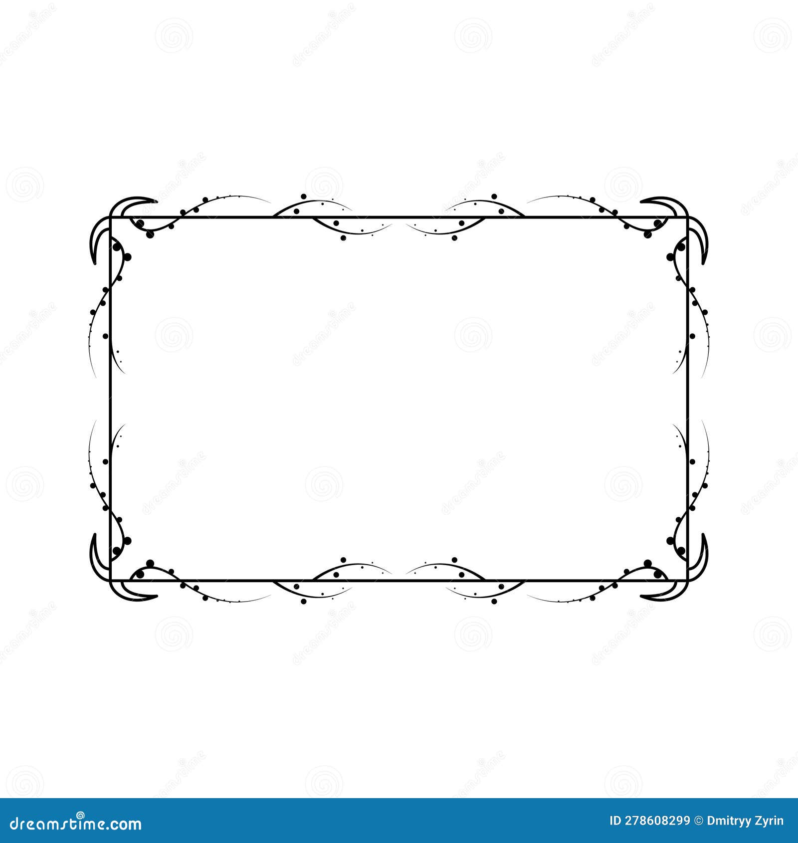 Abstract Black Simple Line Rectangular Frame Doodle Outline Element ...