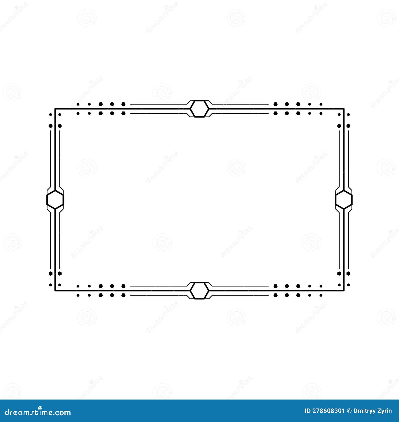 Abstract Black Simple Line Rectangular Frame Doodle Outline Element ...
