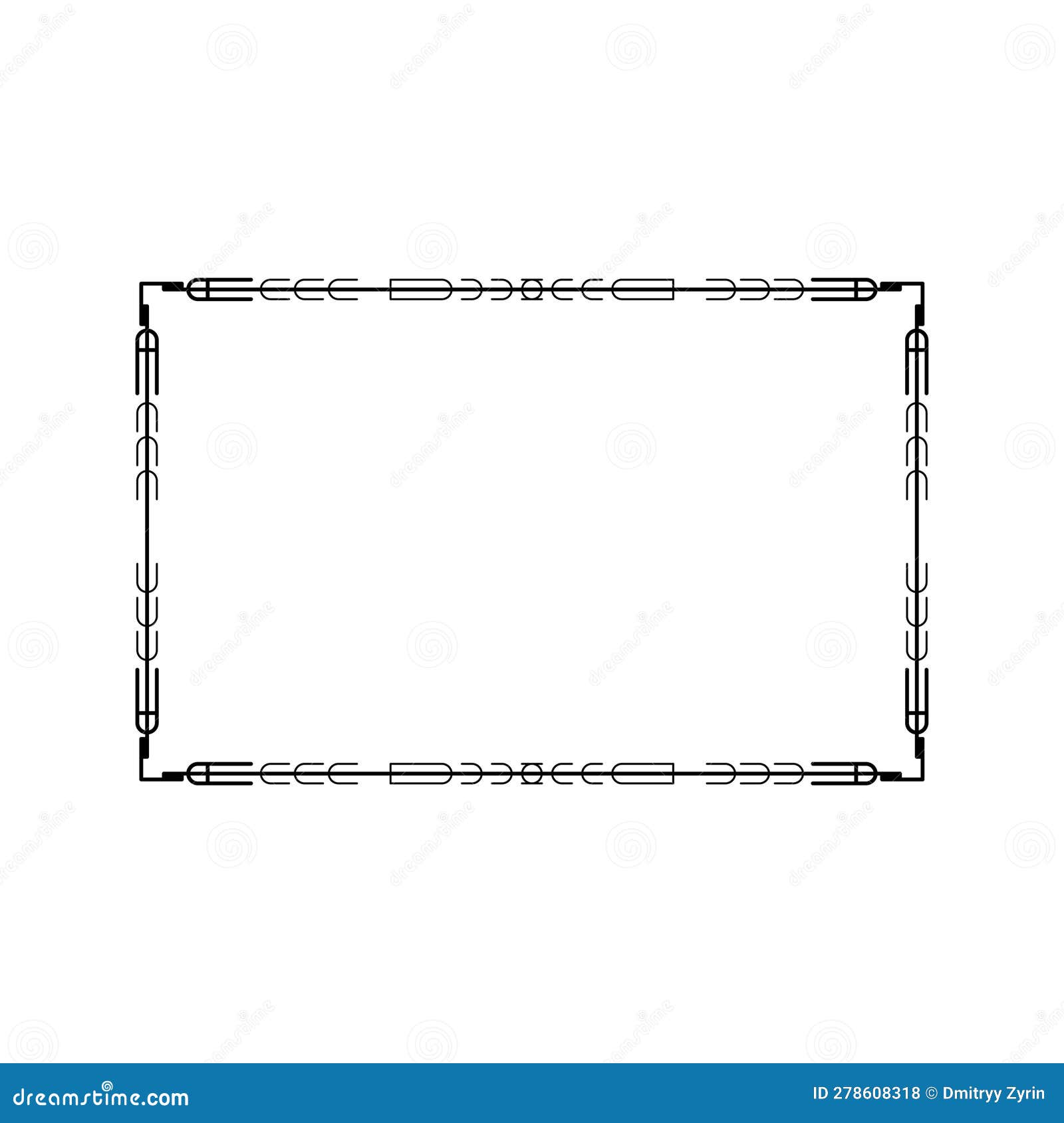 Abstract Black Simple Line Rectangular Frame Doodle Outline Element ...
