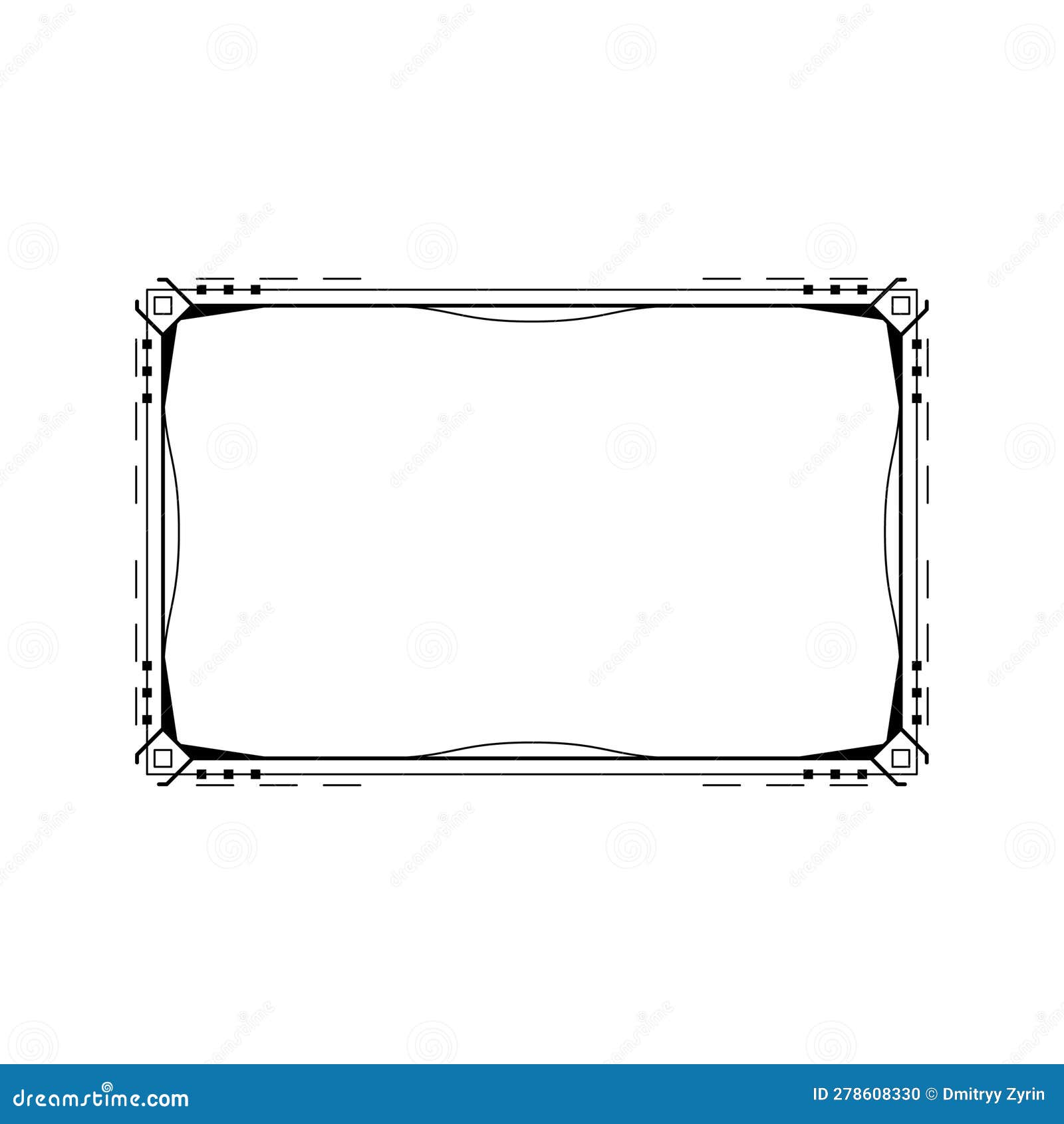 Abstract Black Simple Line Rectangular Frame Doodle Outline Element ...