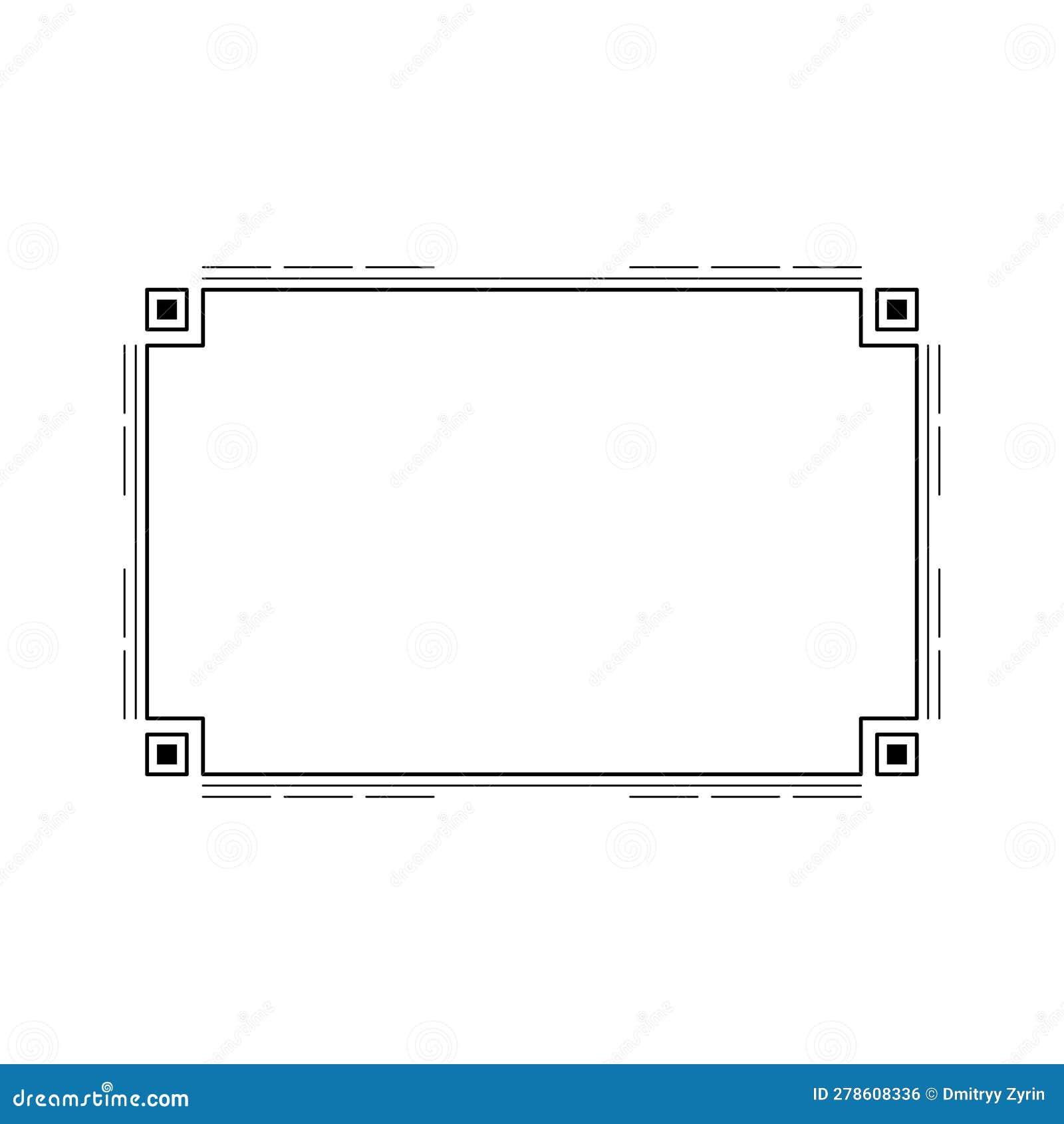 Abstract Black Simple Line Rectangular Frame Doodle Outline Element ...
