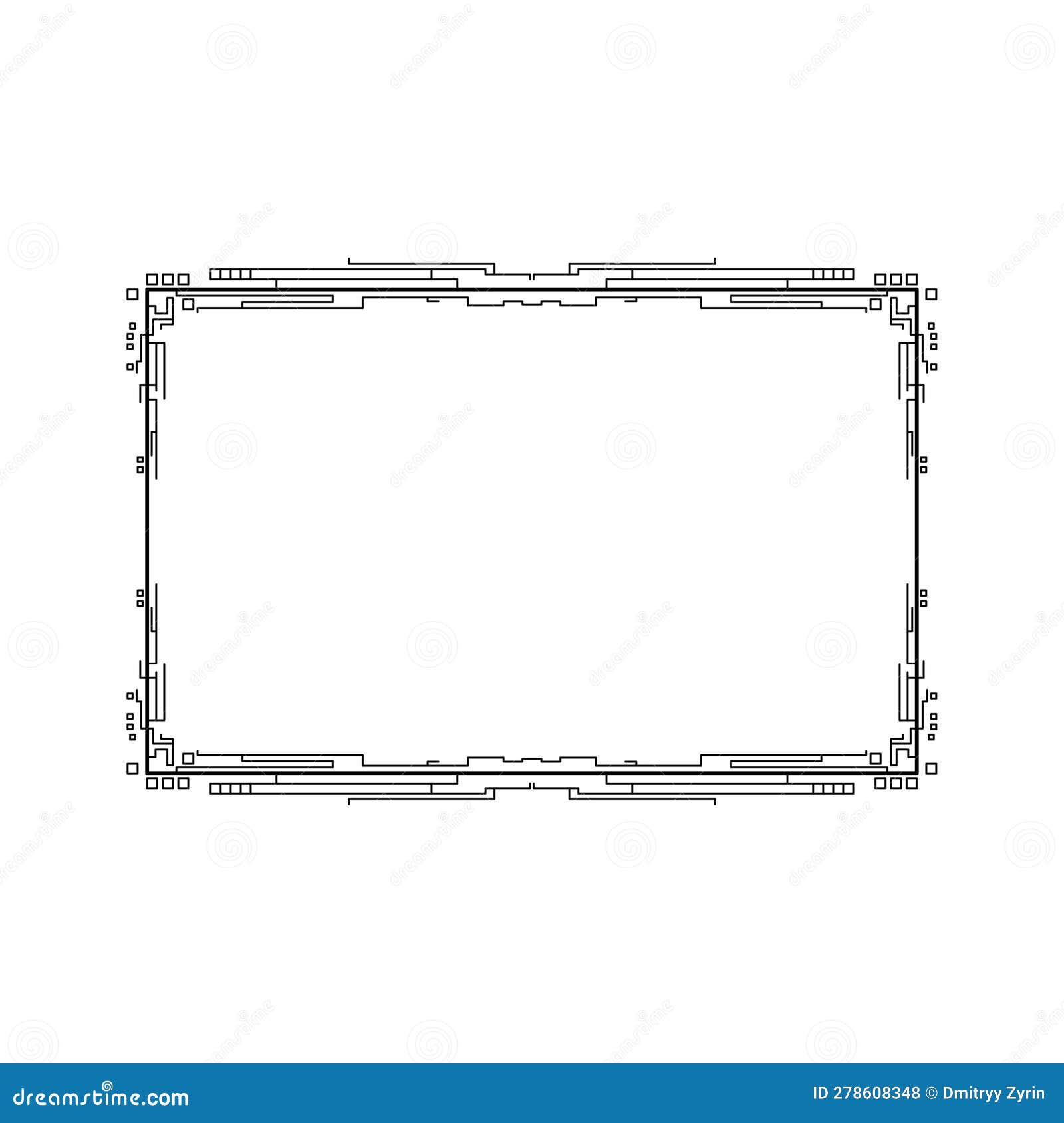 Abstract Black Simple Line Rectangular Frame Doodle Outline Element ...