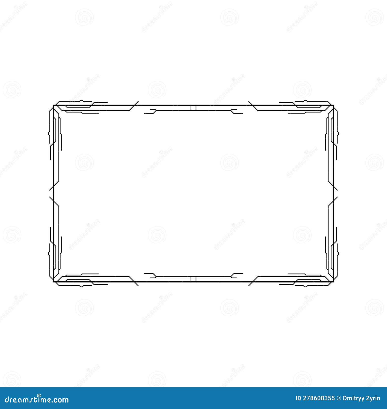 Abstract Black Simple Line Rectangular Frame Doodle Outline Element ...