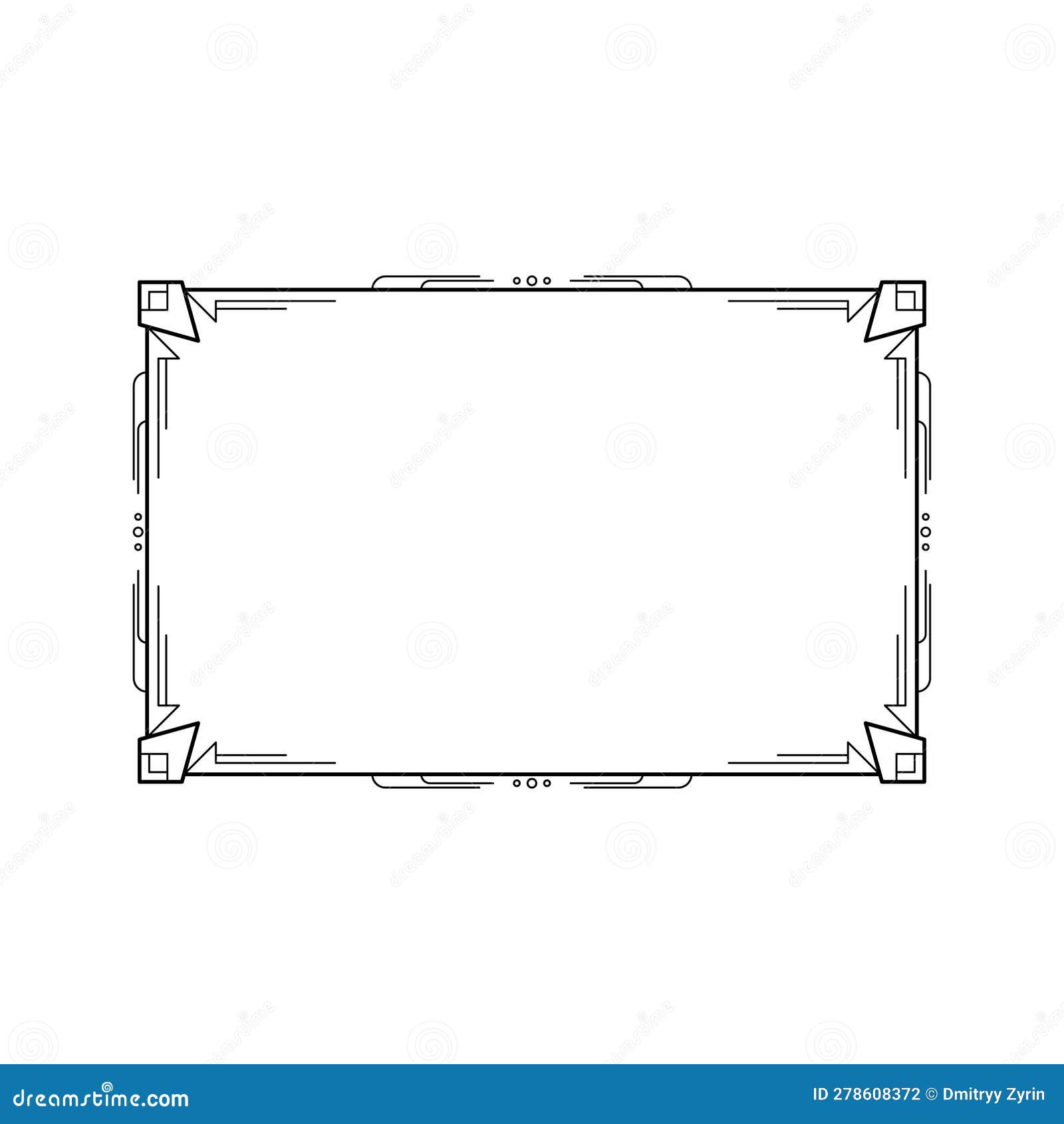 Abstract Black Simple Line Rectangular Frame Doodle Outline Element ...